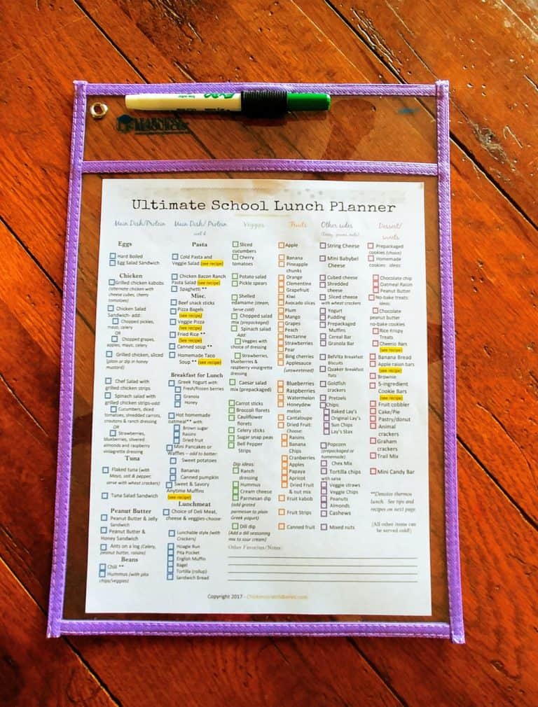 Ultimate List of School Lunch Ideas (Free printable) » Chicken Scratch ...