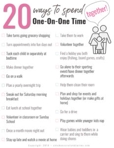 20 Ways to Create One on One Time For Your Child (in a big family ...